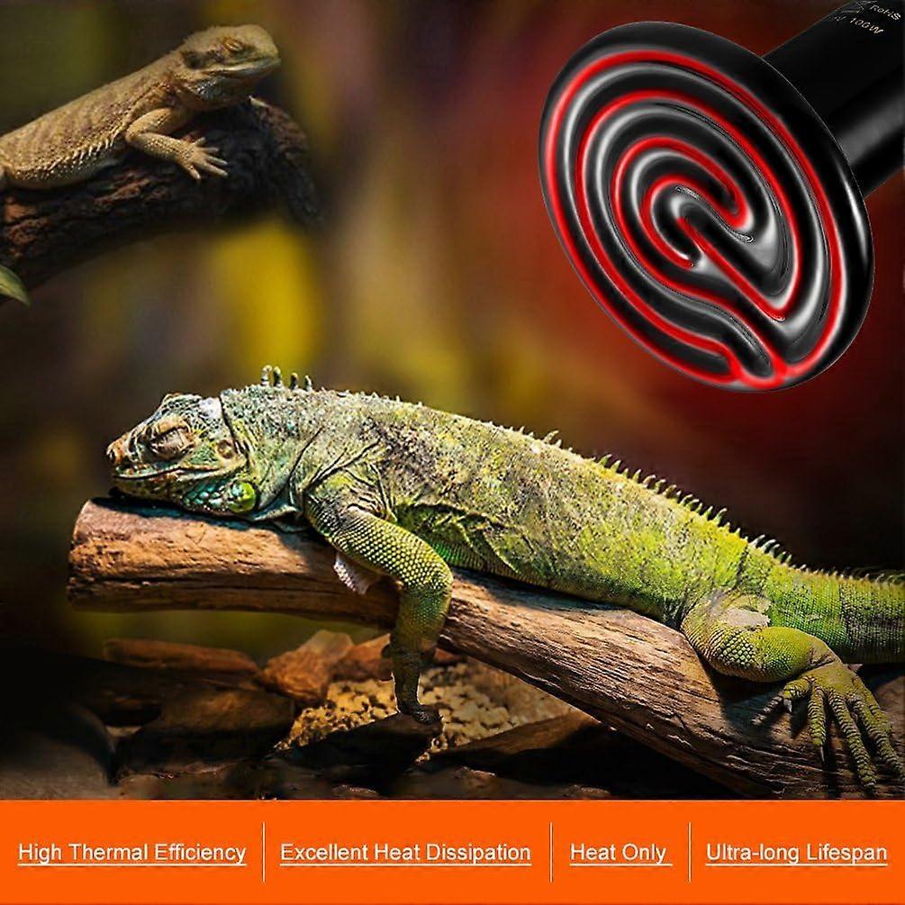 Terrarium Heater Bulb 100W Ceramic Reptile Heat Lamp, E27 Heat Emitting ...