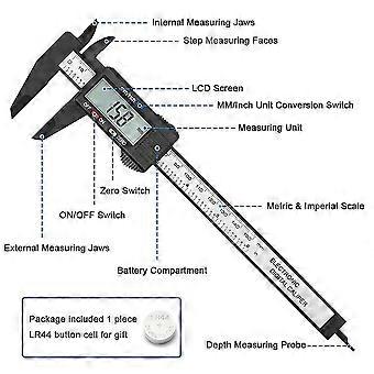 Digital Caliper, 150mm/ 6 Inch Accuracy Lcd Digital Vernier Caliper ...