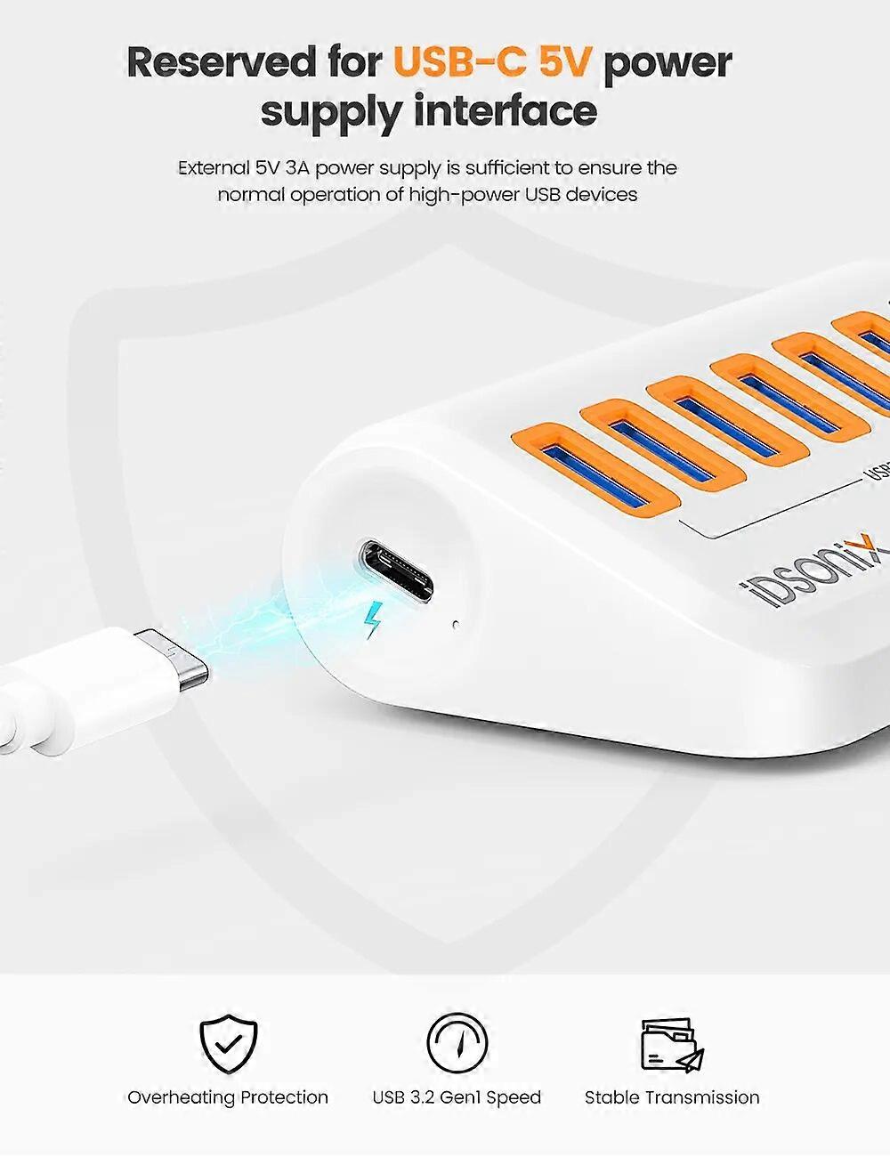 iDsonix USB Splitter USB 3.2 Hub 10Gbps Type C Adapter Multi Ports USB ...