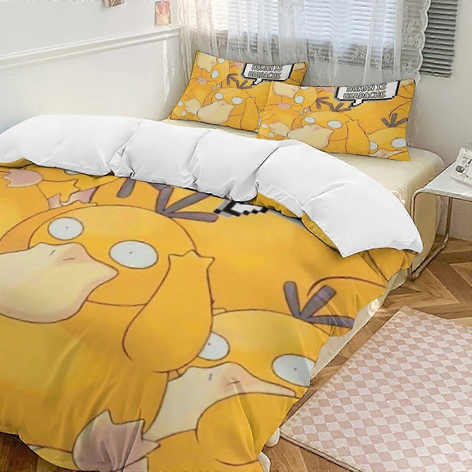x585 Psyduck Bed Duvet Cover Funny Anime Cartoon Bedding Sets ...