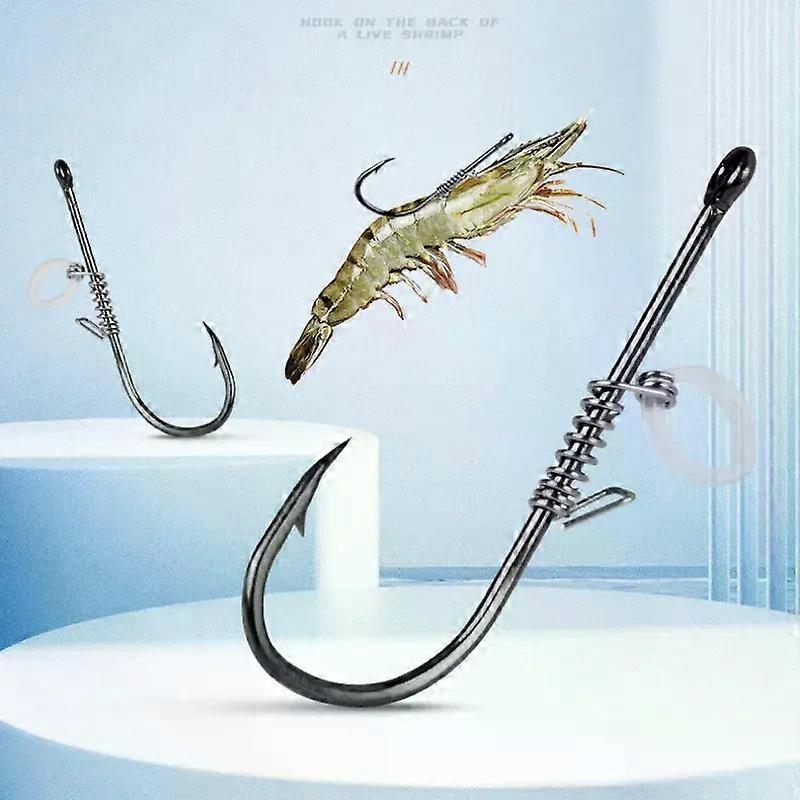 Live Shrimp Bait Hooks Heavy Duty Carbon Steel Barbed Fishhook Set for ...