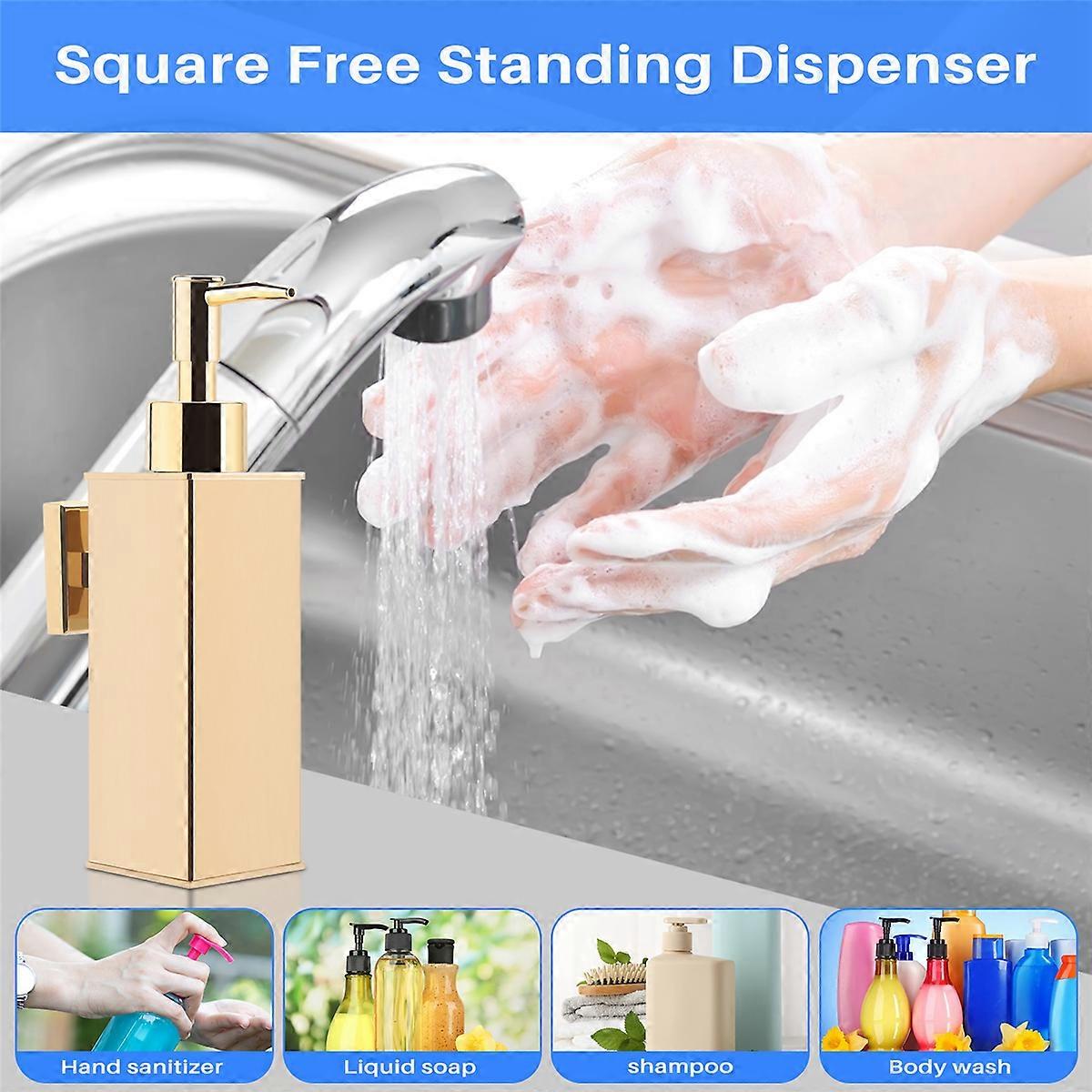 Liquid Soap Dispenser Bathroom Wall Mounted Gold Shower Gel Detergent ...