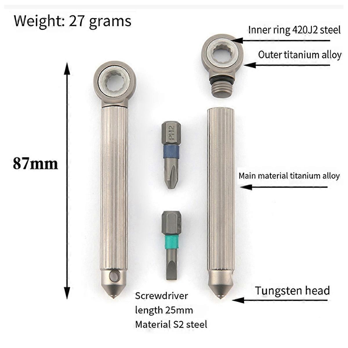 Outdoor Titanium Multi-Function EDC Tool Wrench Flathead Screwdriver ...