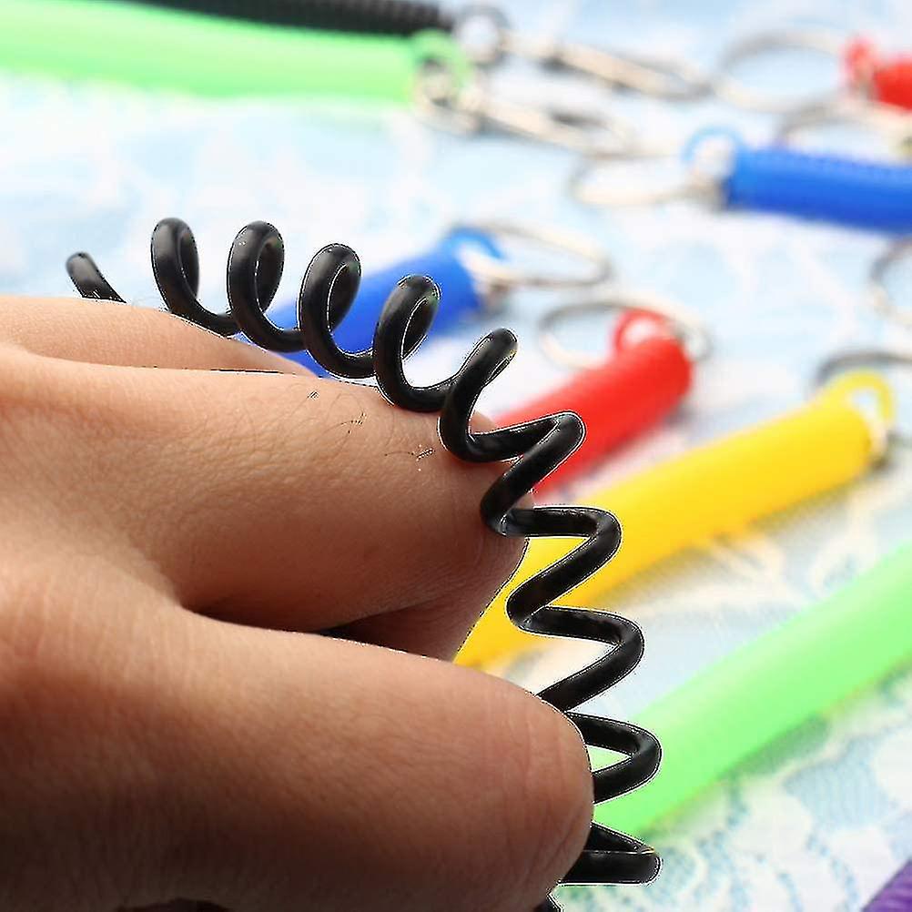 12 Pieces Stretchy Spiral Keyring, Colourful Plastic Keychain Spring ...
