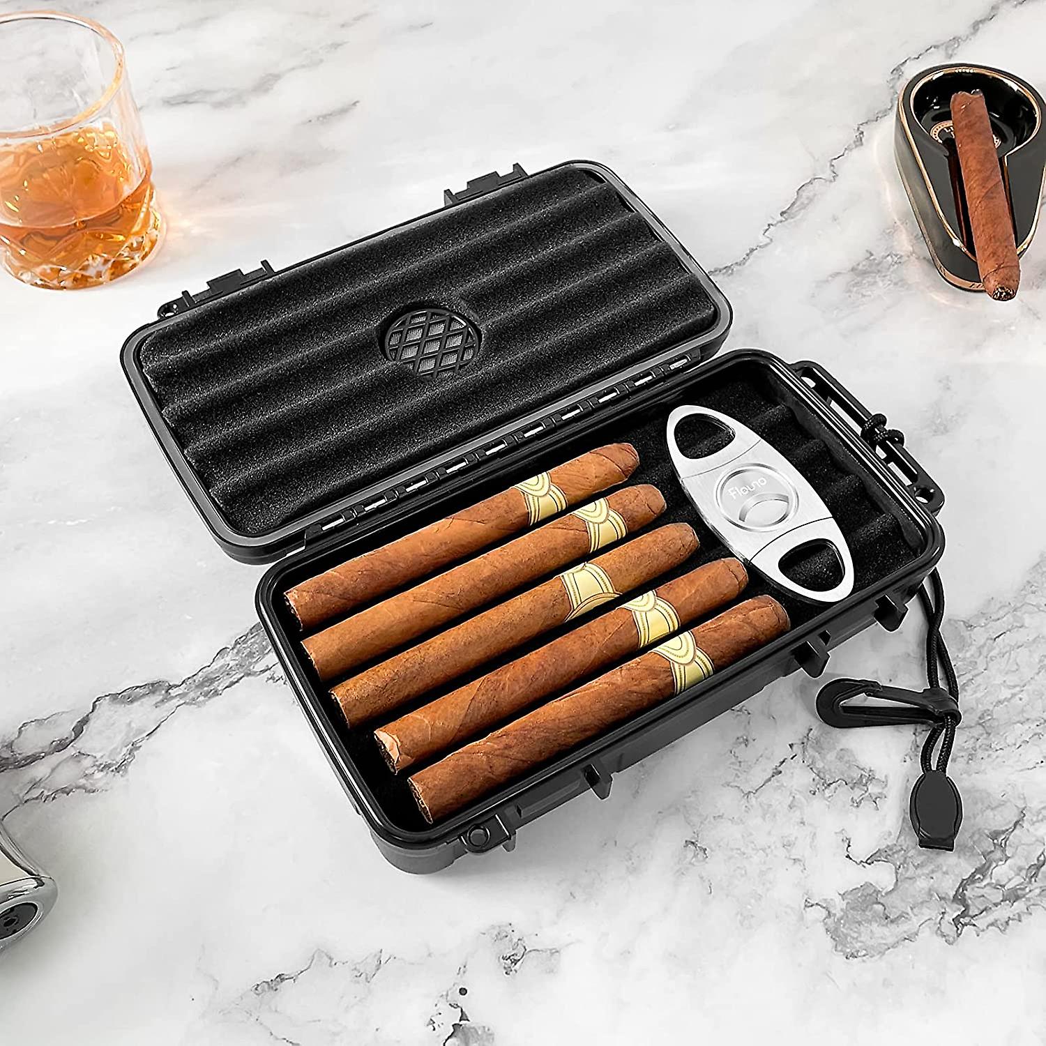 Travel cigar box - portable cigar box with humidor tray and cigar knife ...