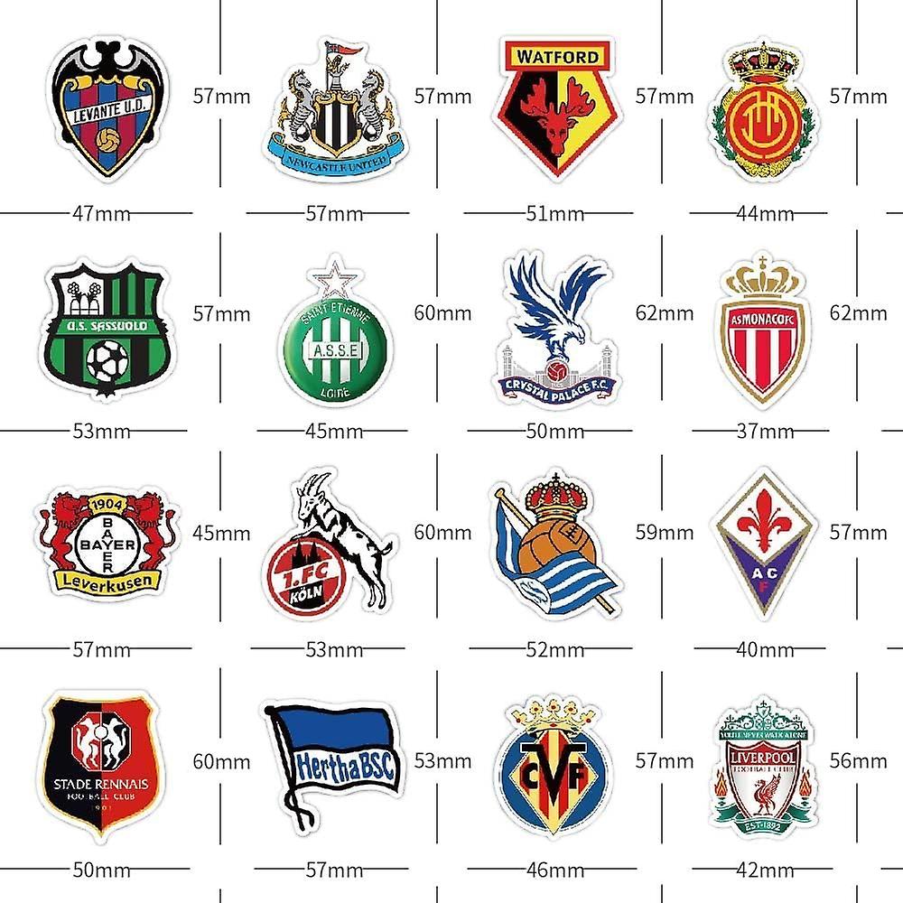 100pcs Soccer Team Logo Stickers, Soccer Club Sticker Pack, Waterproof ...
