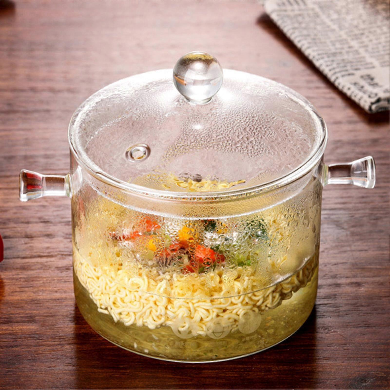 Glass Cooking Pan Healthy Heat-resistant Transparent Cooking Soup Glass ...