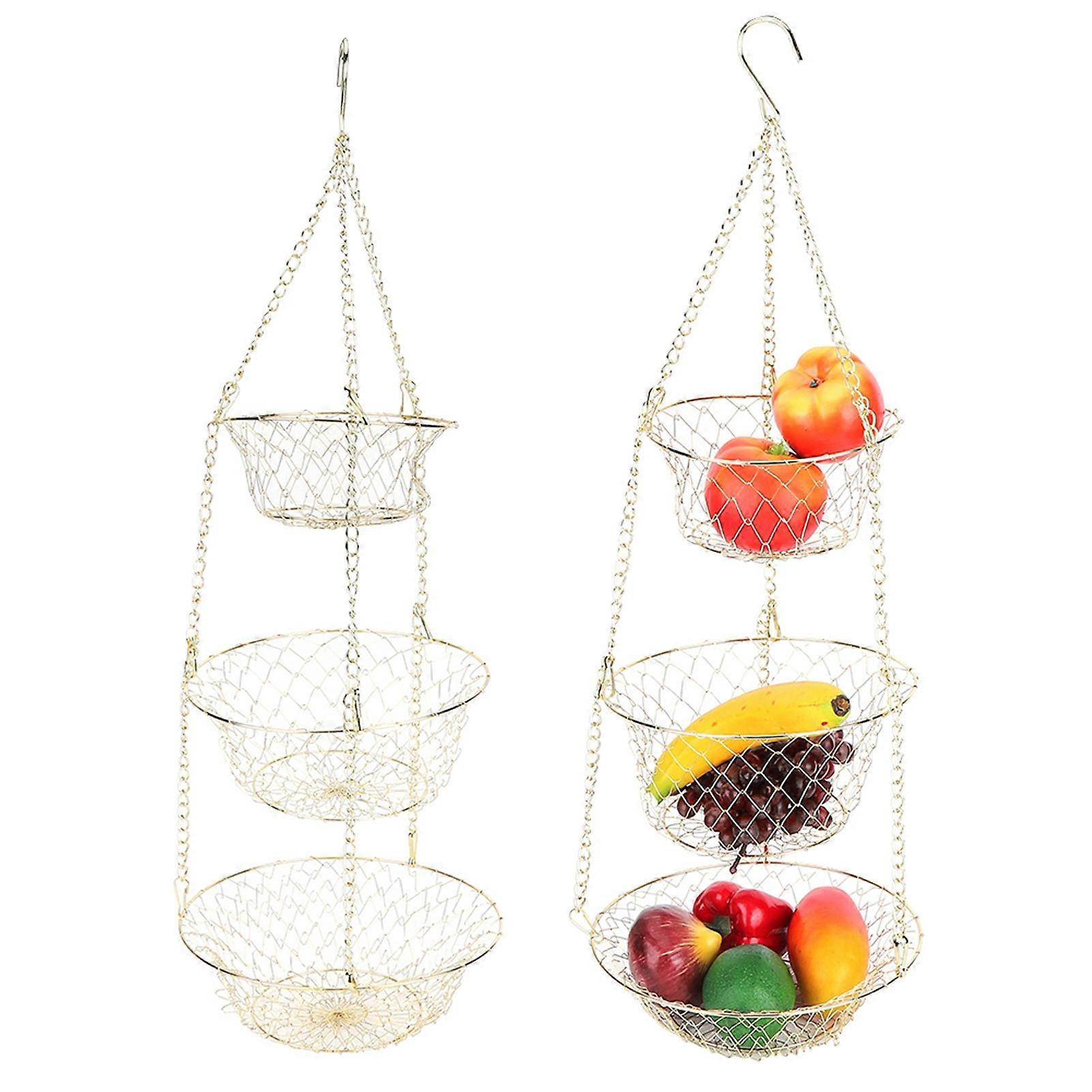 Multifunction 3 Tier Removable Hanging Fruit Baskets Vegetable Storage ...