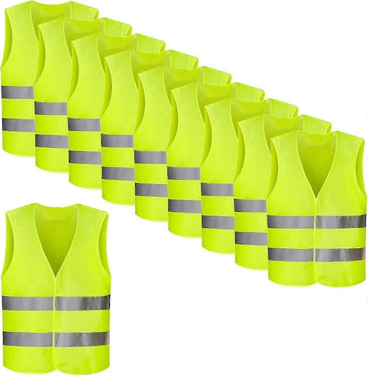 Pack of 8 high-visibility vests, neon yellow, reflective vest, accident ...