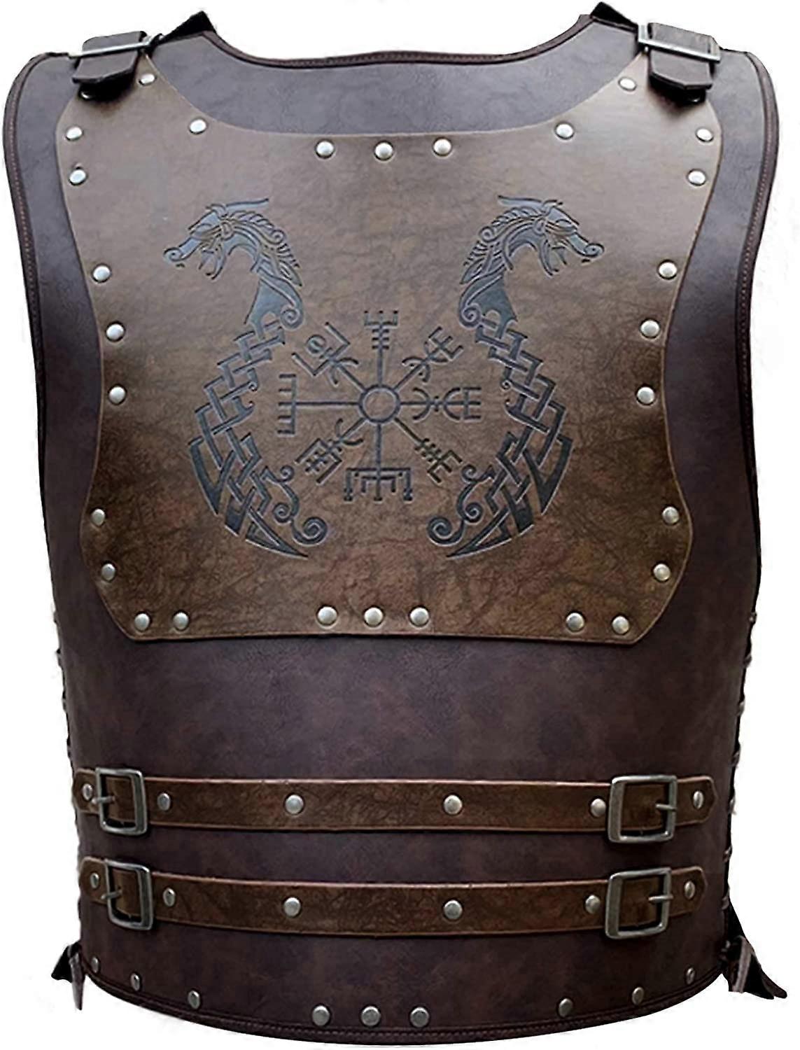Viking Warrior PU Leather Chest Armor Retro Knight Leather Body Armor ...