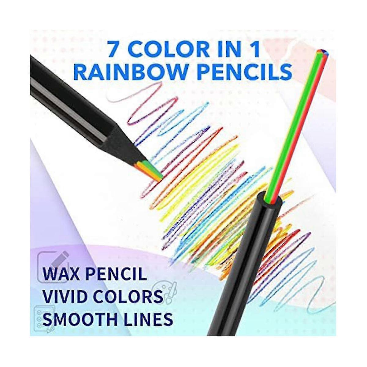 Wooden Rainbow Colored Pencils, 7 Color In 1 Rainbow Pencils, For ...