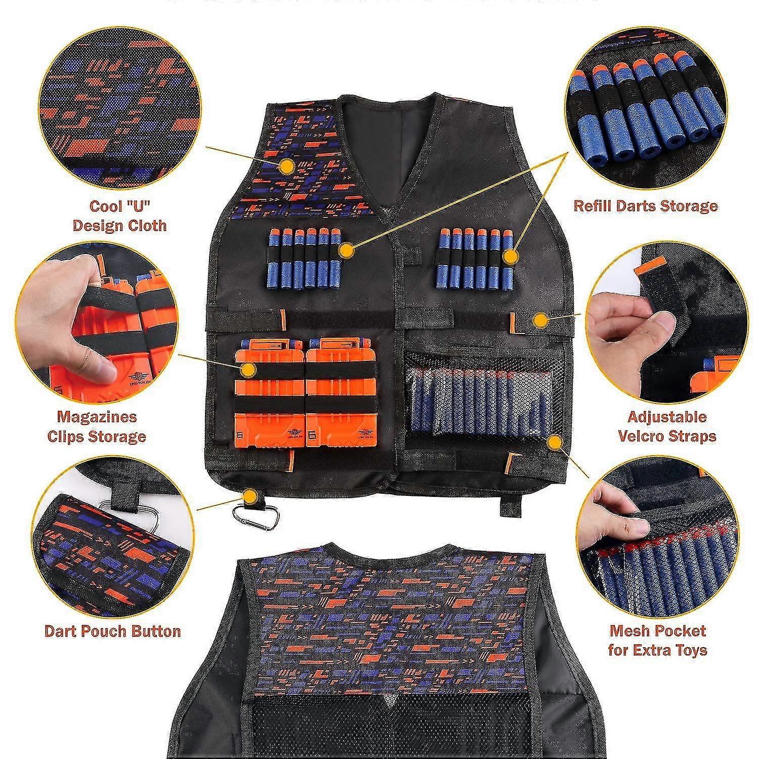 Kids Tactical Vest Kit, Tactical Mask Wrist Band And Protective Glasses ...