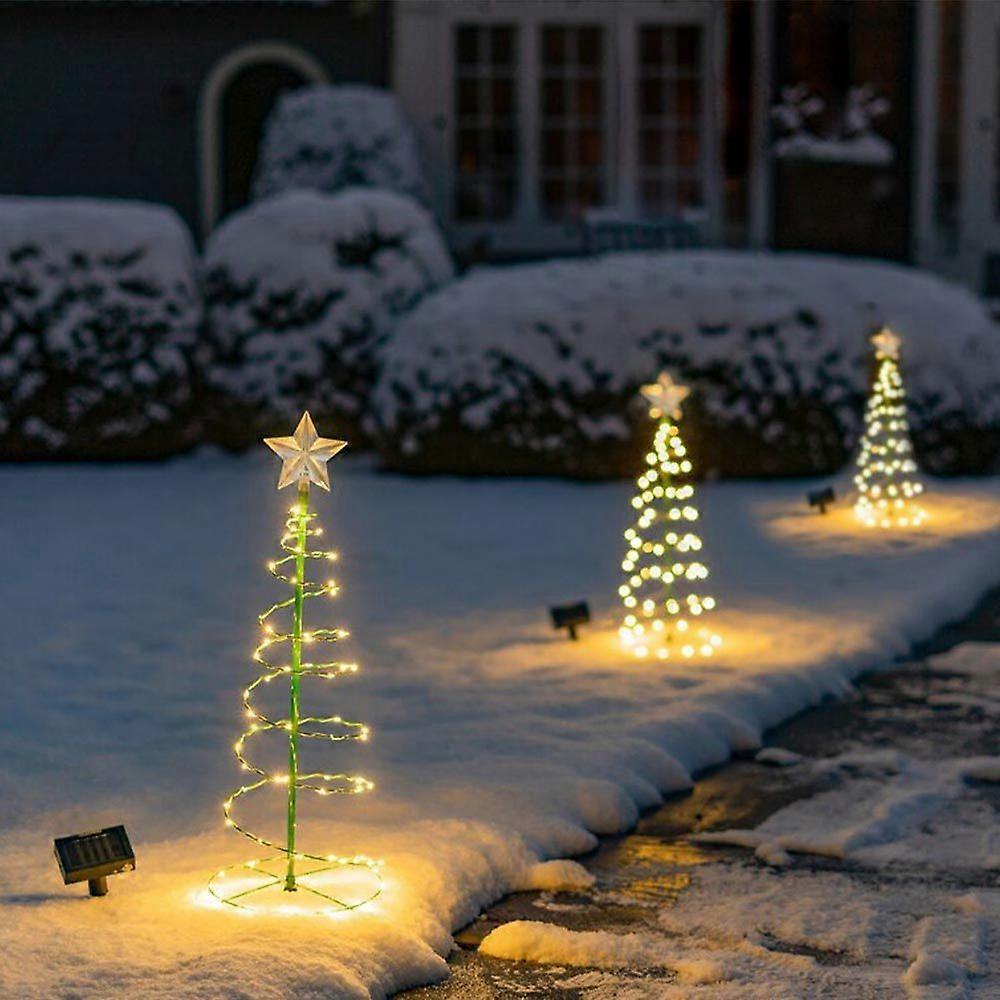 Solar Powered LED Spiral Light Christmas Tree Yard Garden Pathway Light ...