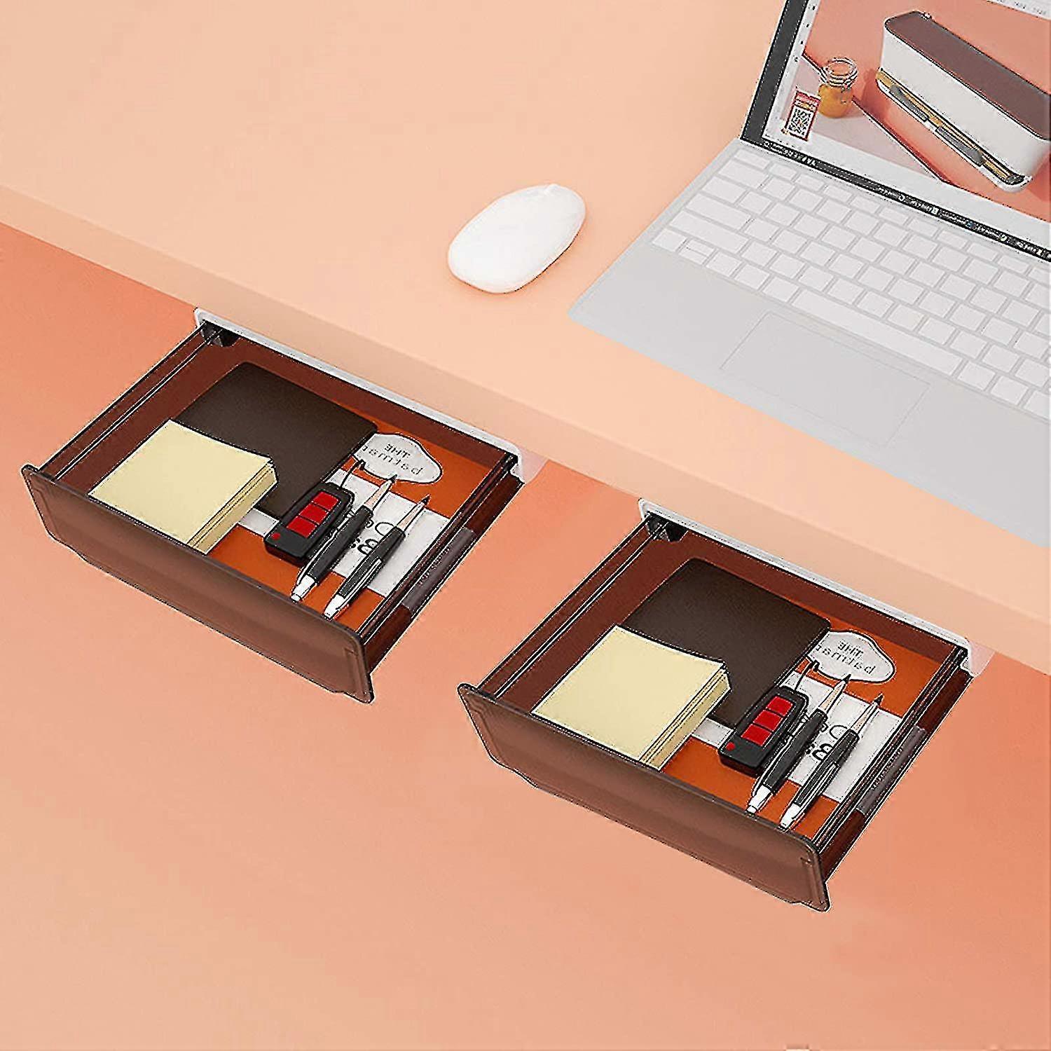 Under Desk Drawer Organizer,self-adhesive Pop-up Hidden Under Desk ...