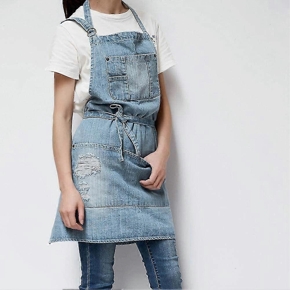 Almi Cotton Denim Apron Adjustable Baking Cooking Apron With Pockets ...
