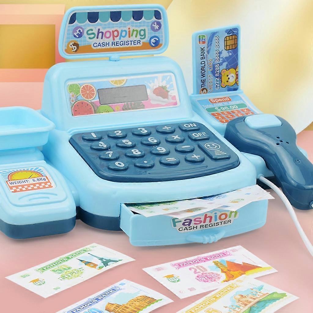 Cute Cash Register Toy Pretend-Play Music Cashier Counter Toy Kids ...