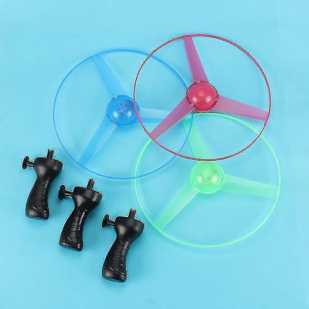 3pcs Led Light Up Flying Disc Helicopter Toy, 3 String Launchers And 3 ...