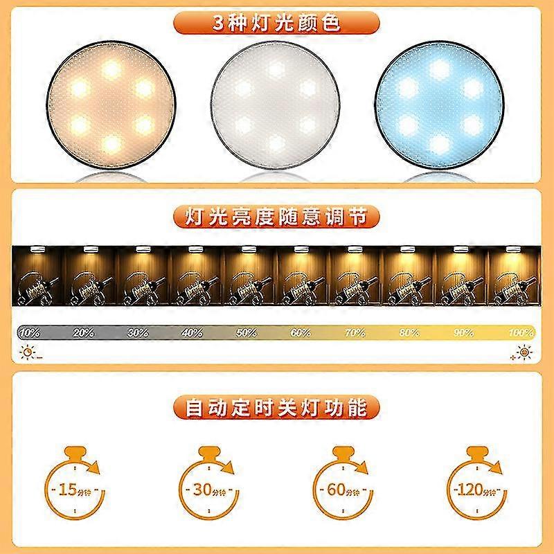 Changeable LED Push Lights Battery Operated New Upgrade Black Dimmable ...