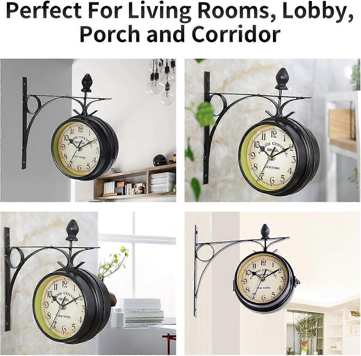 Double Sided Wall Clock, Outdoor Garden Clock Railway Station Clock ...