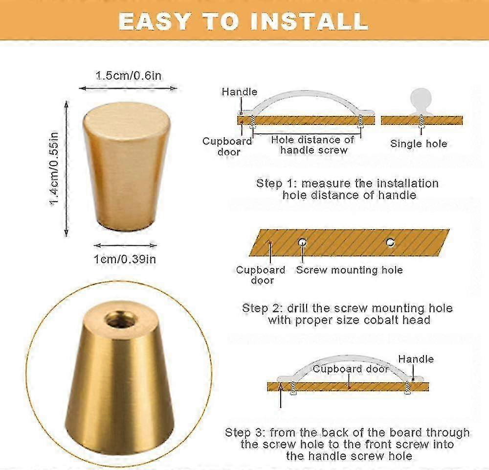 Door handle, 10pcs solid brass small round handle, heavy duty taper ...