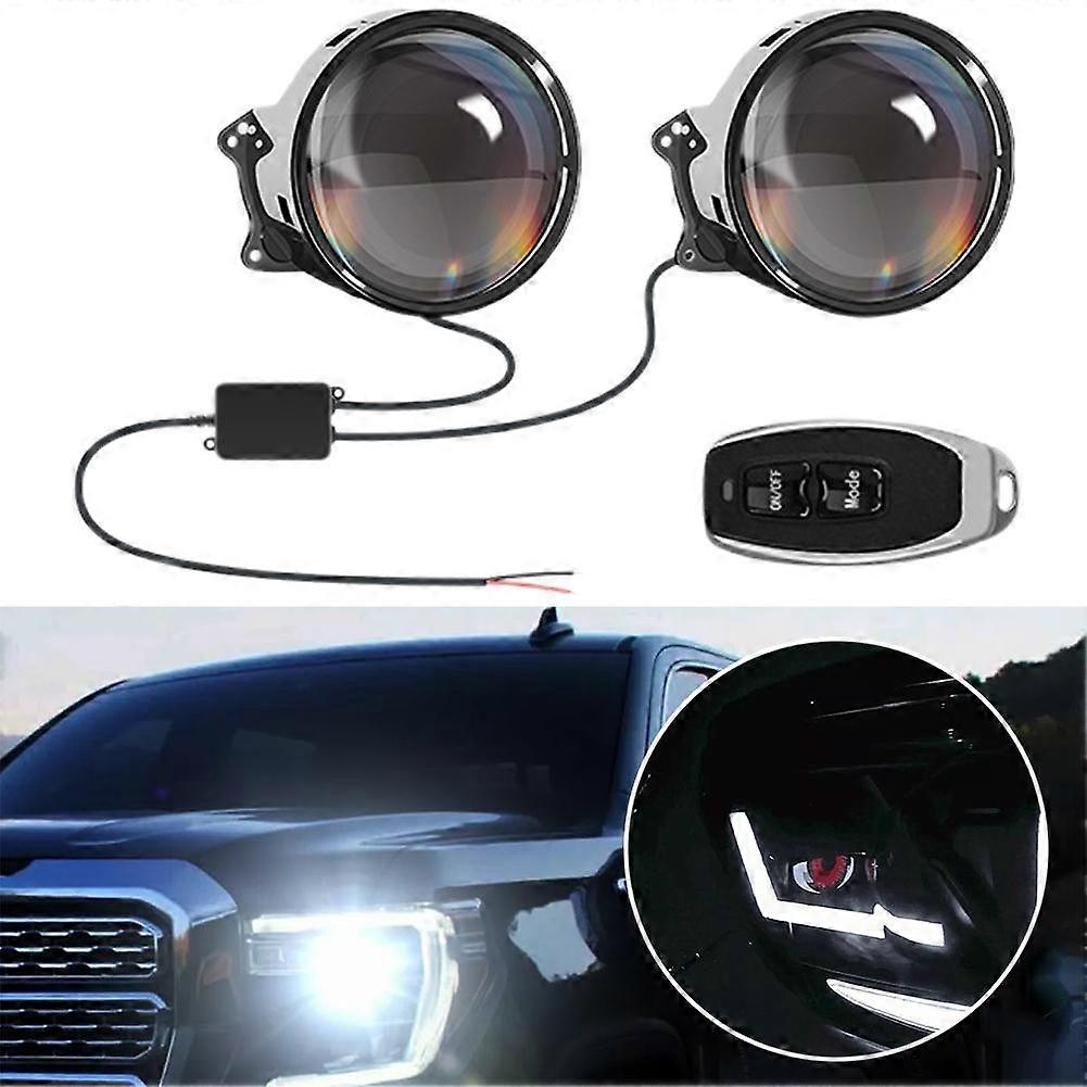 Remote Control LED Dynamic Devil Eyes LED Headlight Projector Lens ...