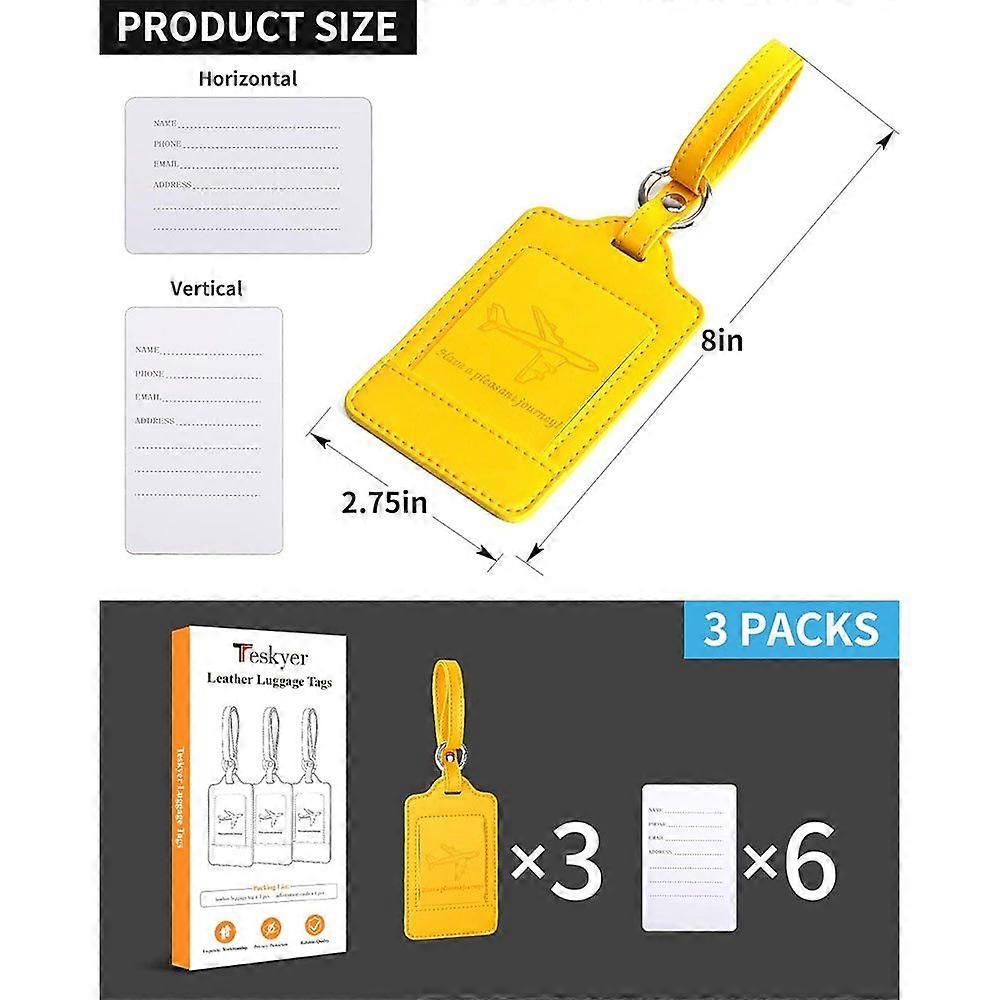 3pcs suitcase set luggage tag address label PU leather travel accessory ...