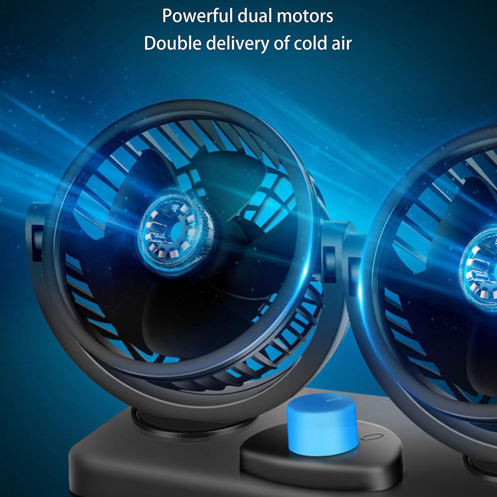 Electric Fan Vehicle Mounted Fan 360 Degree Rotation Auto Cooling Fan 2 ...