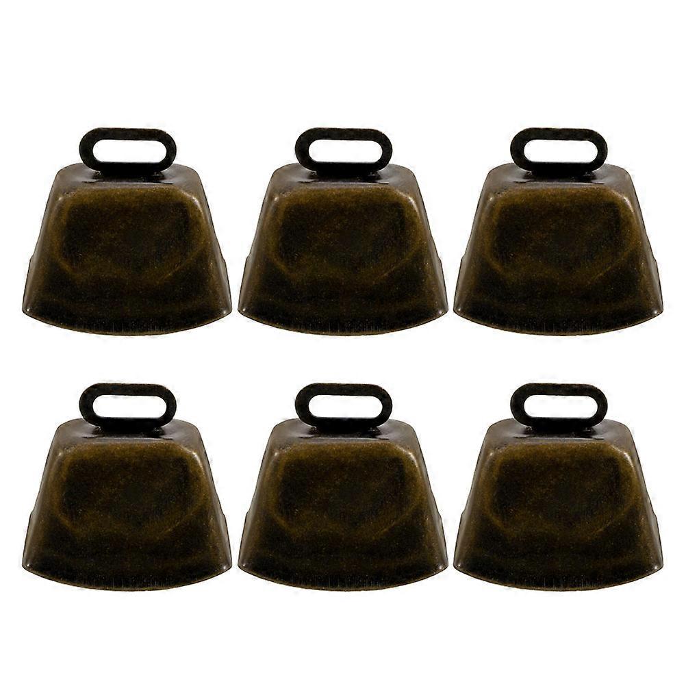 6Pcs Metal Cowbells for Decoration Vintage Style Dark Brown Iron Bells ...