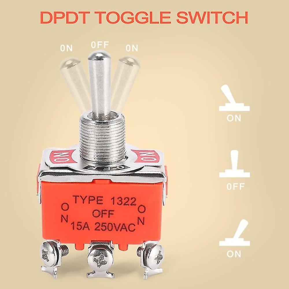 Dpdt On/on 2 Positions 6 Screw Terminal Toggle Switch Ac 250v 15a ...