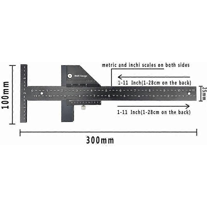 Carpentry Ruler, Multifunctional Woodworking Scribing Ruler, Aluminum T ...
