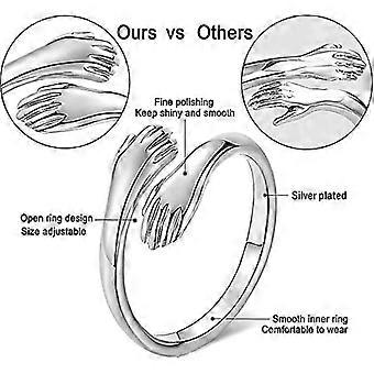 2pcs Hug Ring, 925 Sterling Silver Hug Rings For Women Men Girls Love ...