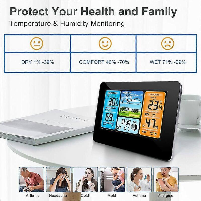 Temperature Barometer Digital with Barometric Pressure (Black) | Fruugo UK