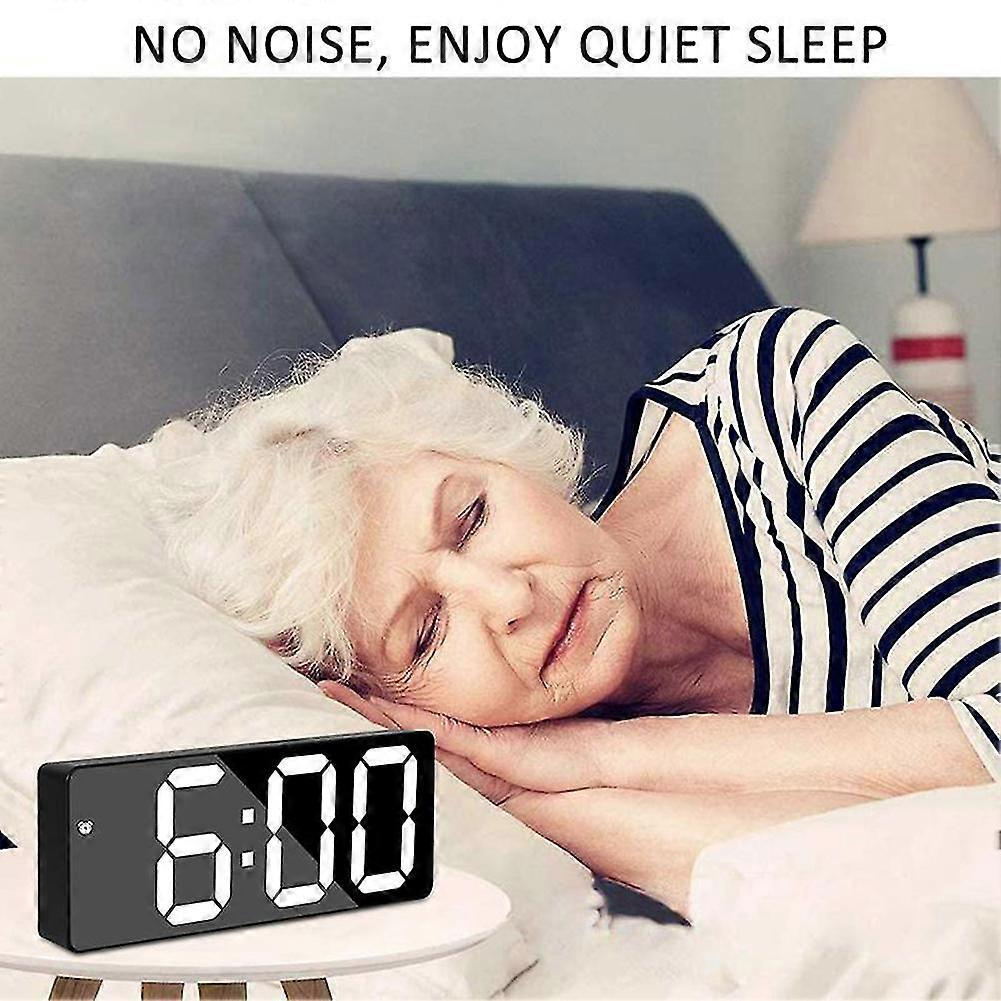 LED Mirror Alarm Clock for Desktop Battery Powered Tabletop Alarm Clock ...