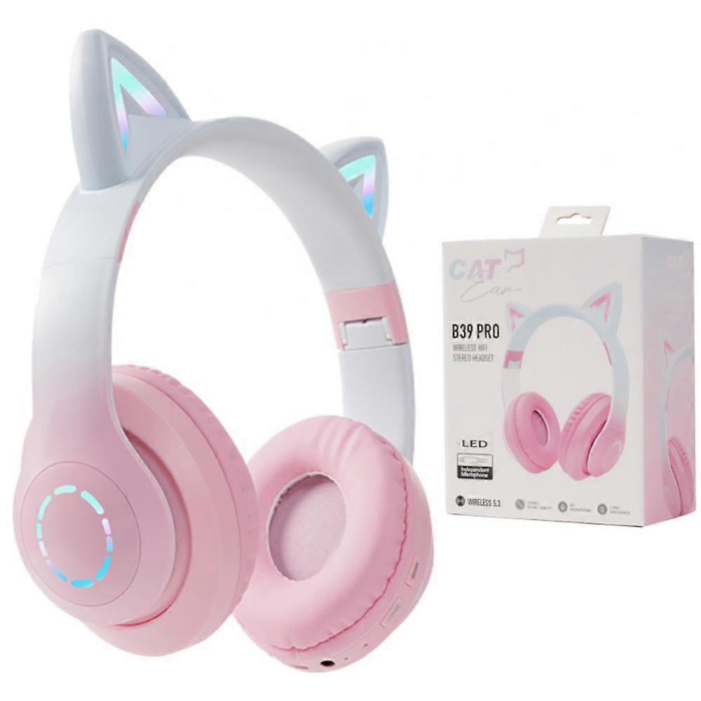 Cute Cat Ears Headphones Wireless Headset with Mic Kid Girl Stereo ...