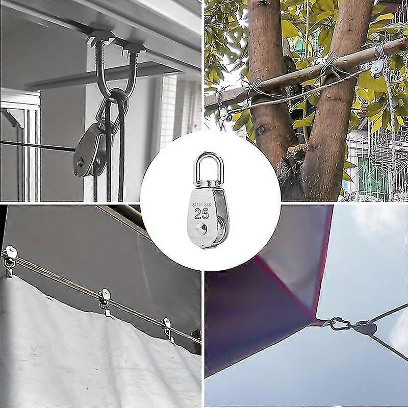 6 Pack M25 Lifting Single Pulley Roller,304 Stainless Steel Single ...