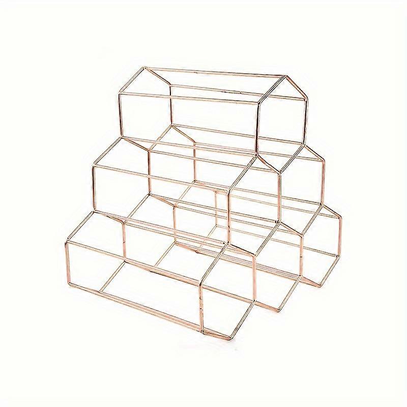 1pc Tabletop Wine Racks, Metal Honeycomb Wine Rack, Rose Gold Black ...
