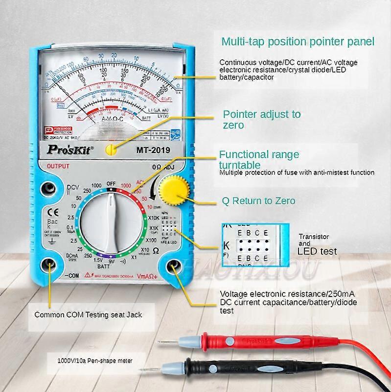 ProsKit MT-2019 Protective Function Analog Multimeter Safety Standard ...