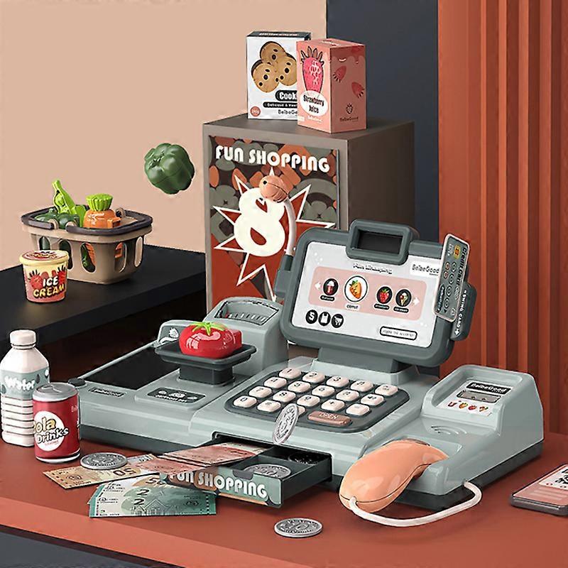 Kids Shopping Cash Register Toys Mini Supermarket Set Simulation Food ...