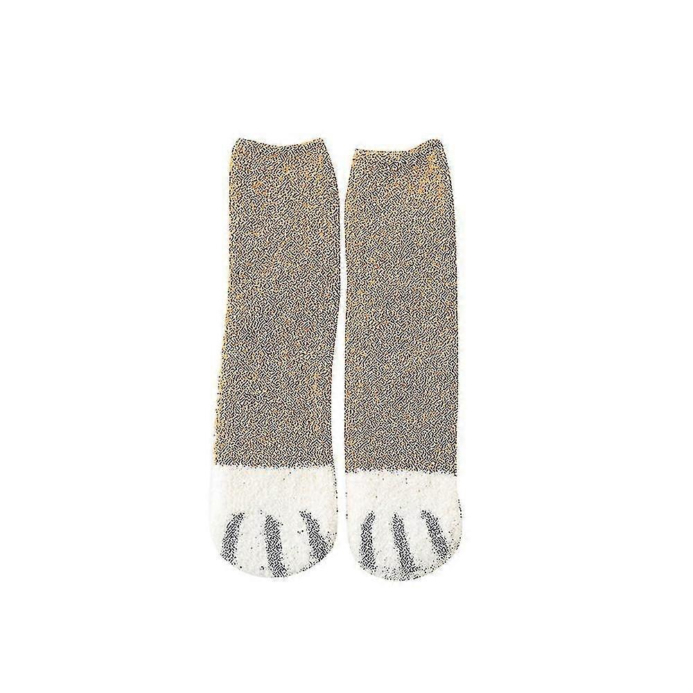6 Pairs Cat Paw Fluffy Socks Women Cat Socks Fuzzy Cosy Warm Slipper Socks Animal Bed Socks ...