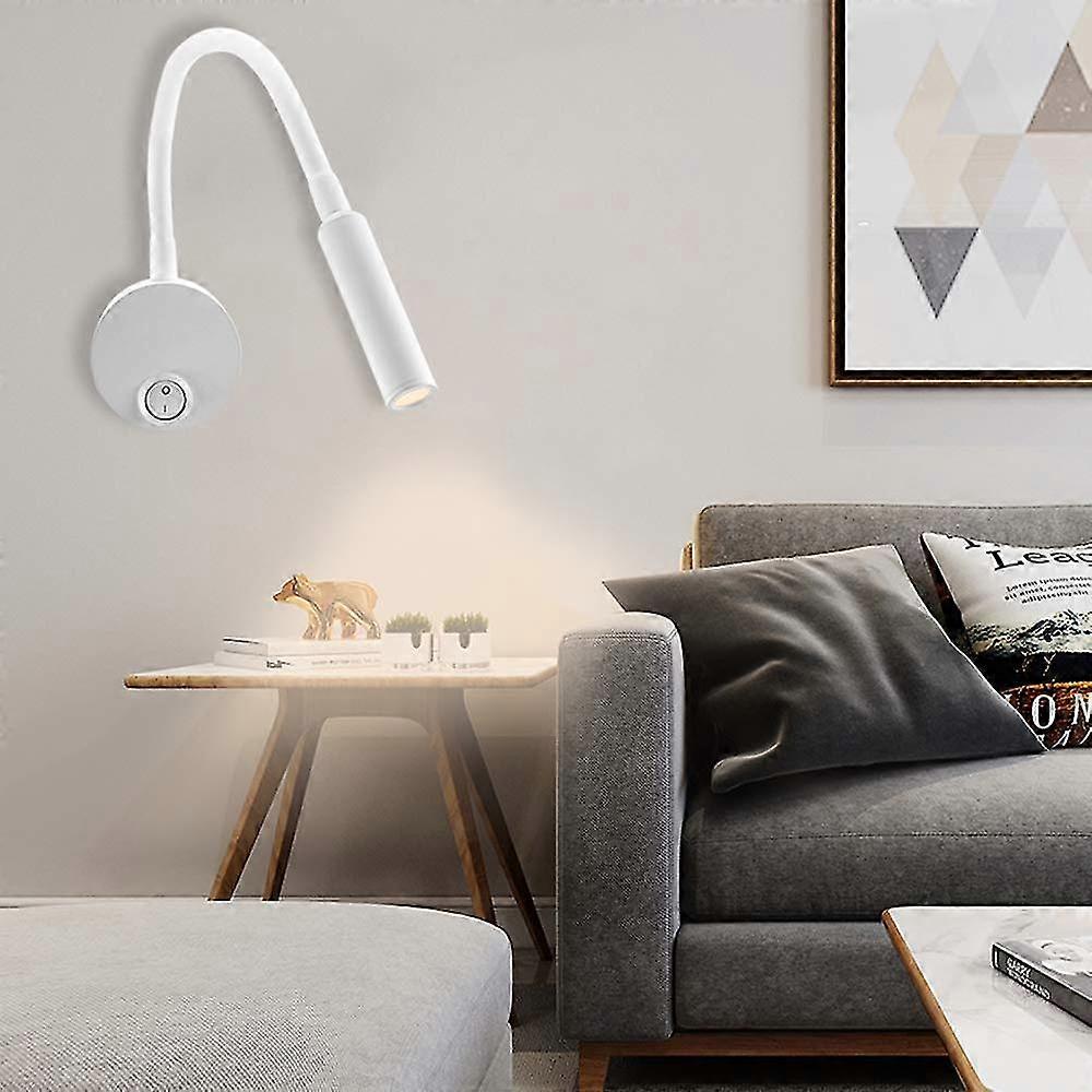 2 Pack White Wall Spotlight - Cob Mount Bedside Lamp - Surface Mounted ...