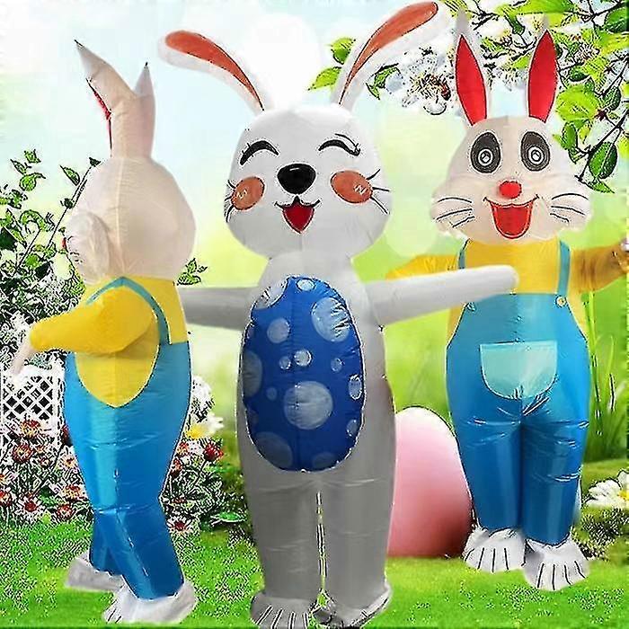 Easter Bunny Inflatable Costume Cartoon Full Body White Rabbit ...