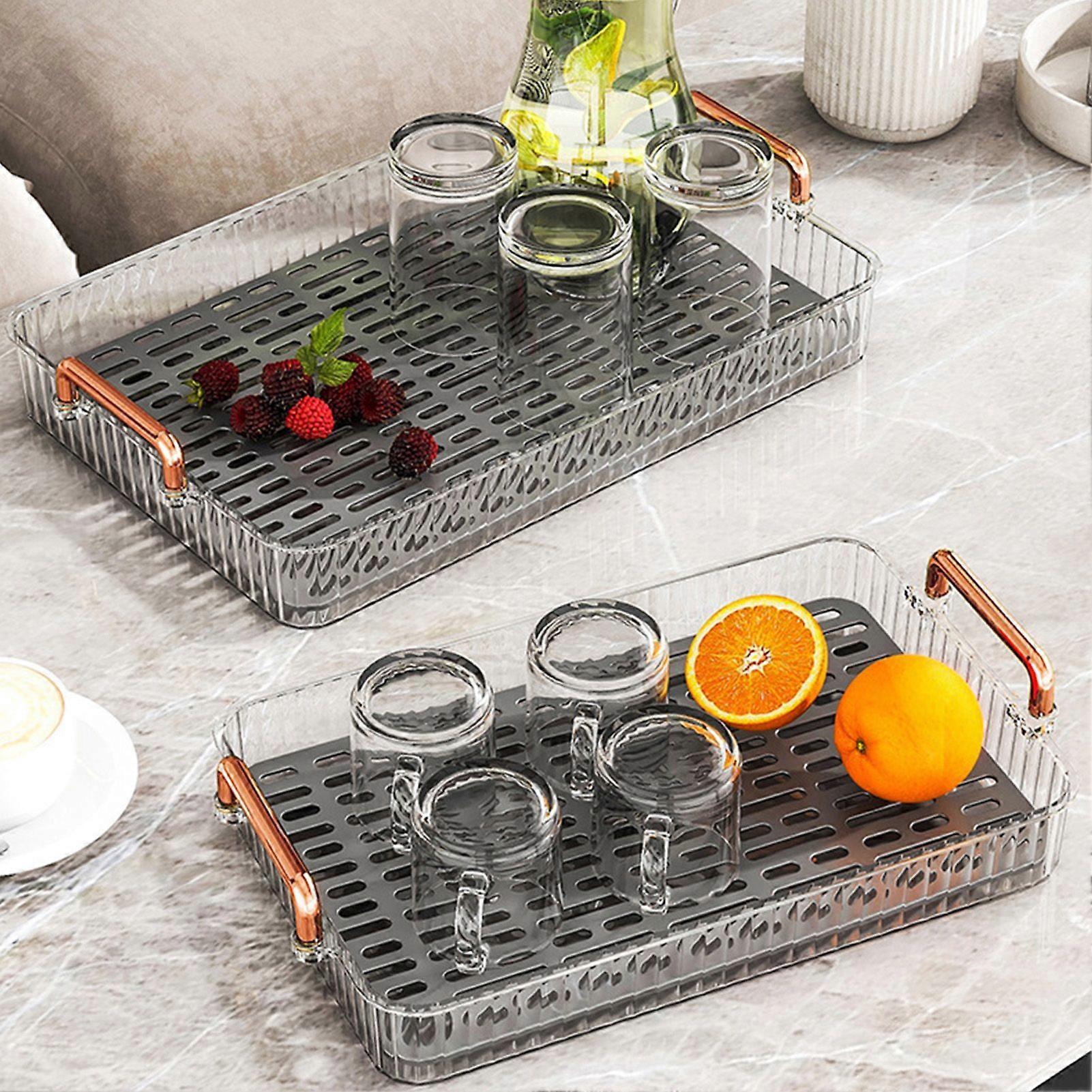 Water Drainage Tea Tray Double Layer Large Capacity Rectangular Cup ...