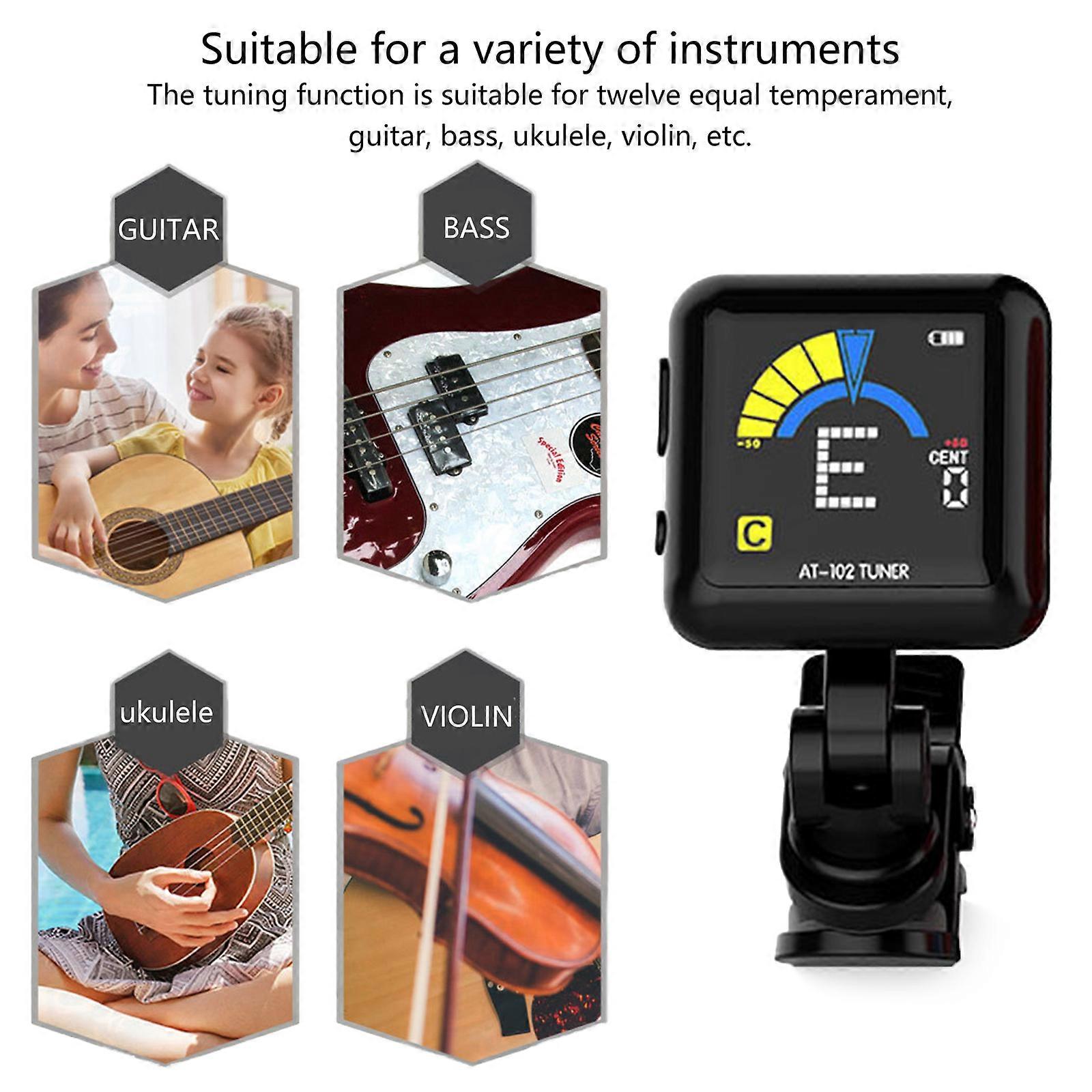 USB Rechargeable Guitar Tuner Clip On Electric Guitar Tuner 360 Degree ...