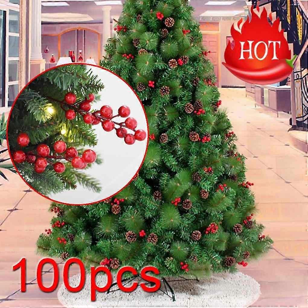 100 Pieces Christmas Red for Berry Artificial Xmas Decor Froth Vivid ...