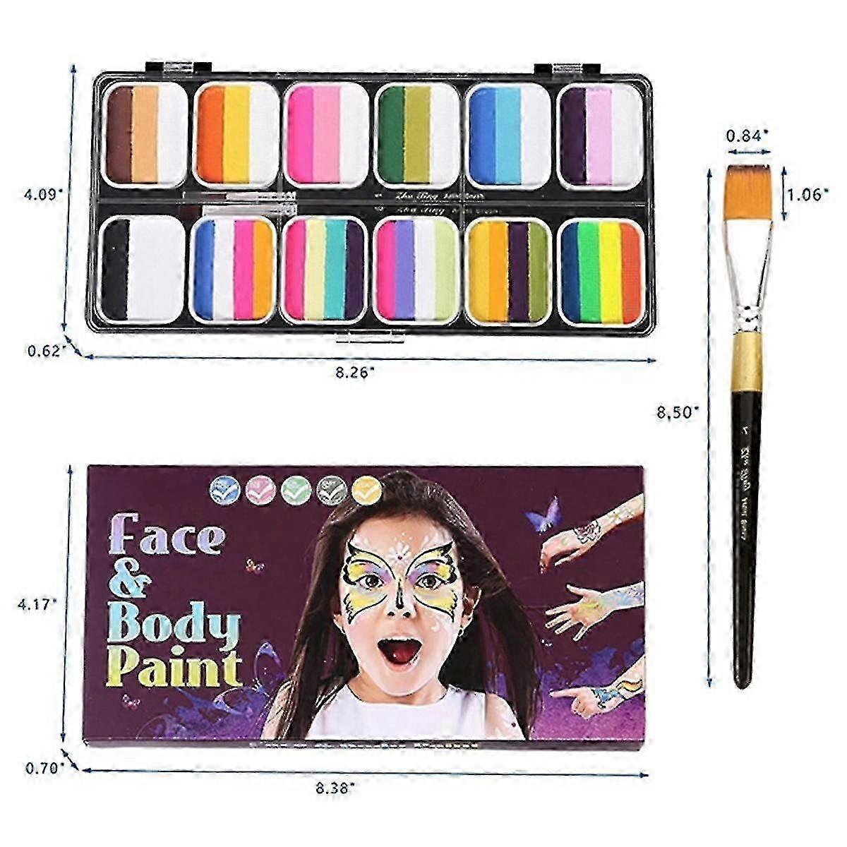 face paint kit with 12 split cake palette and brushes | Fruugo AU