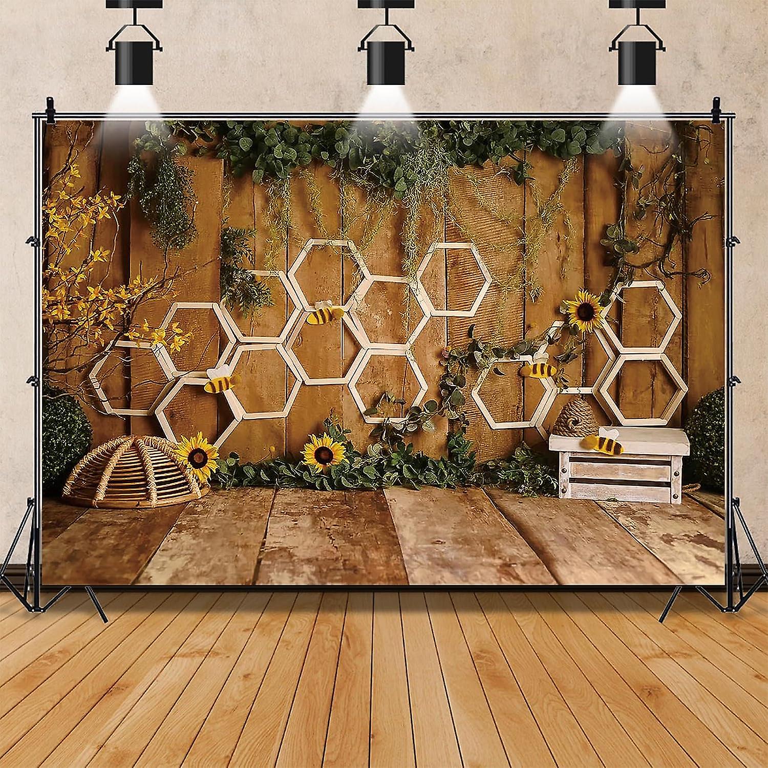 7x5ft Honeycomb Backdrop For Photoshoot Kids Baby Portrait Green Leaves ...