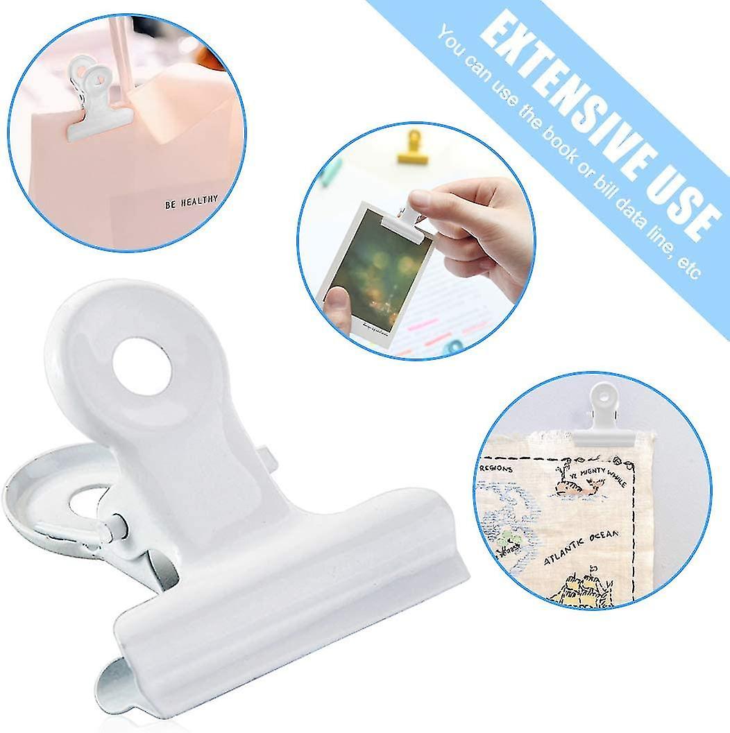 White - Small Bulldog Clips, 12pcs Metal Clips, 22mm Paper Binder ...