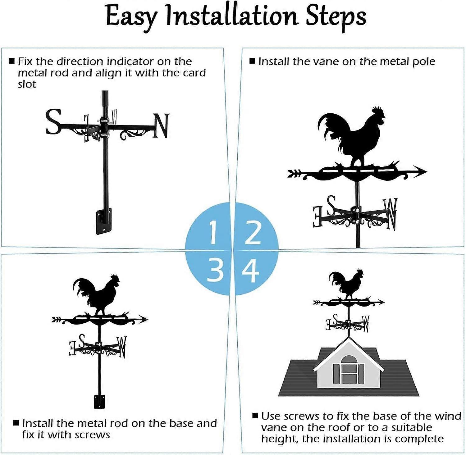 Weather Vane - Decorative Wind Direction Indicator for Outdoor Farmyard ...