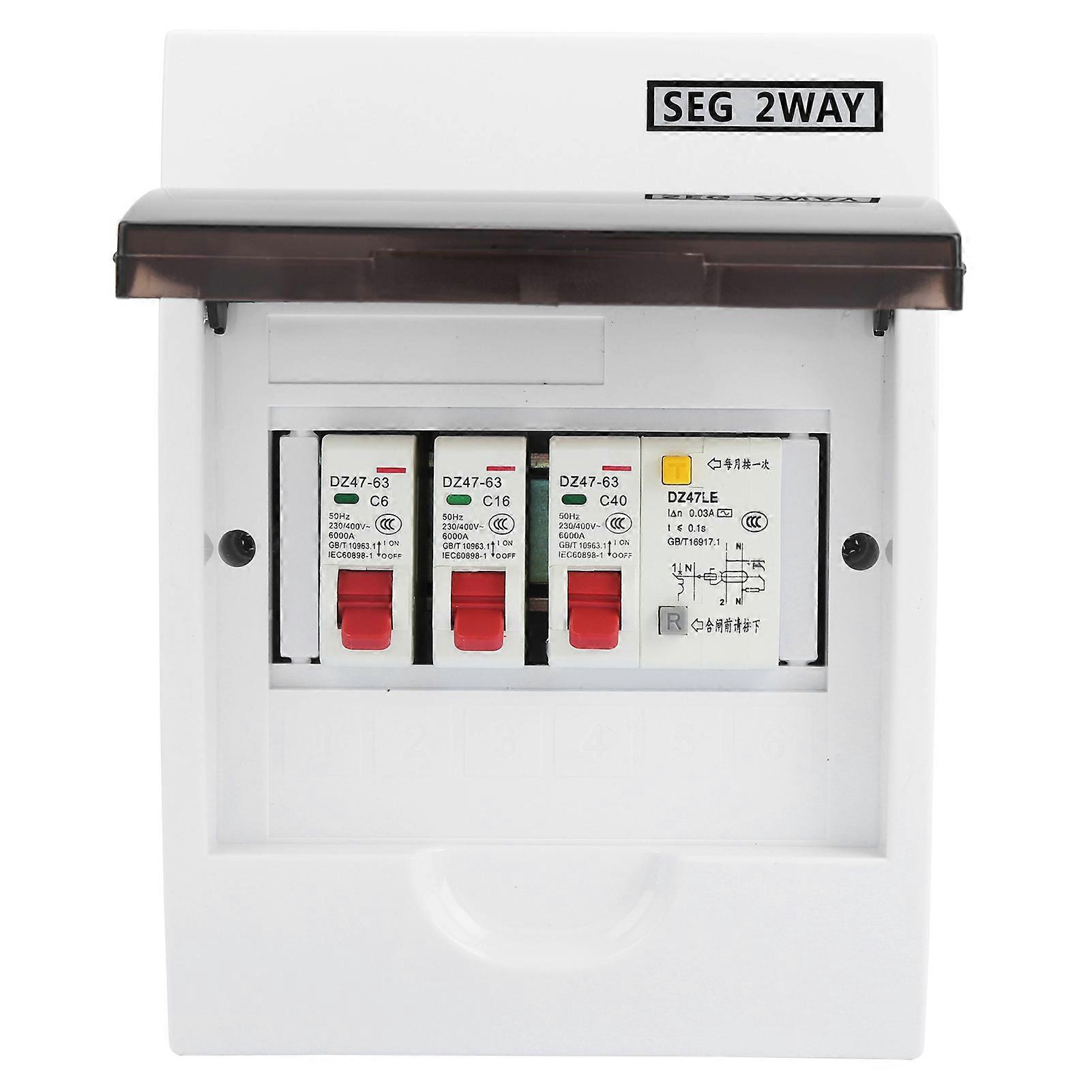 Fuse Box 2 Way 40A 30mA RCD + 2 MCB Power Supply Garage Residential ...