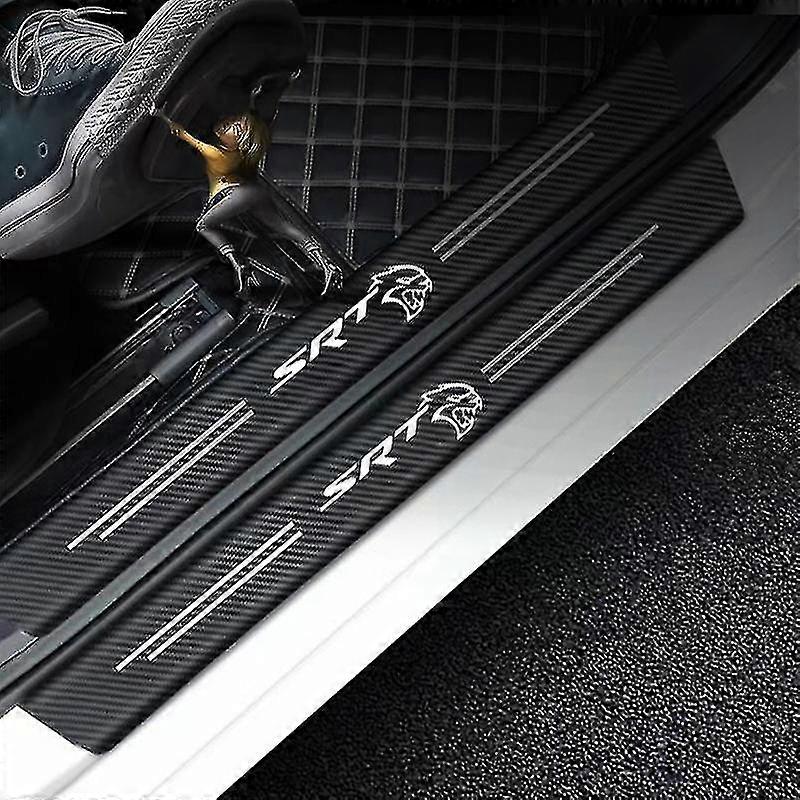 4pcs Carbon Fiber Car Door Threshold Stickers Car Door Sill For Dodge ...